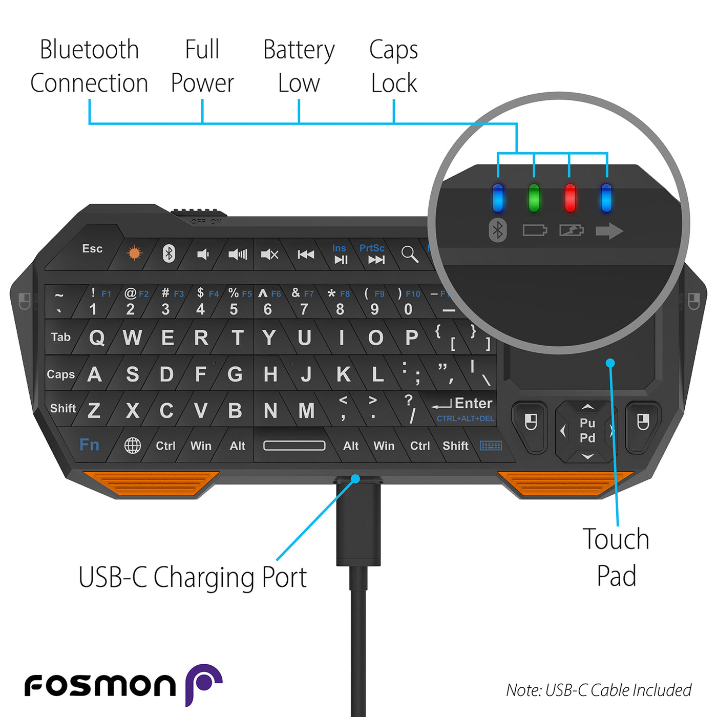 Portable Lightweight Mini Wireless Bluetooth Keyboard Controller (QWER ...